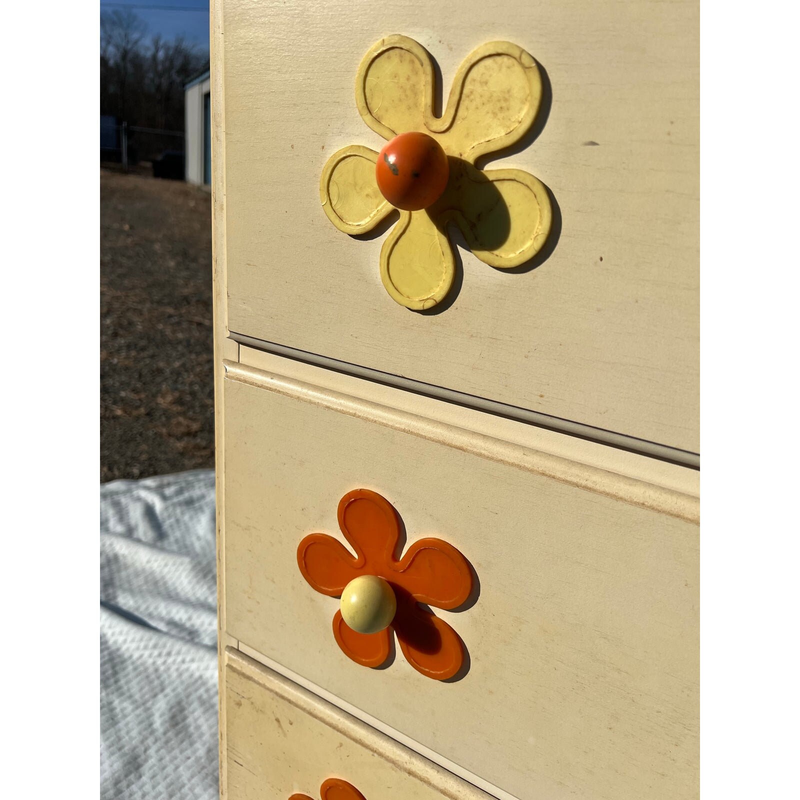 1960s Modern Vintage Groovy Flower Power Tall Dresser Chest of Drawers ...