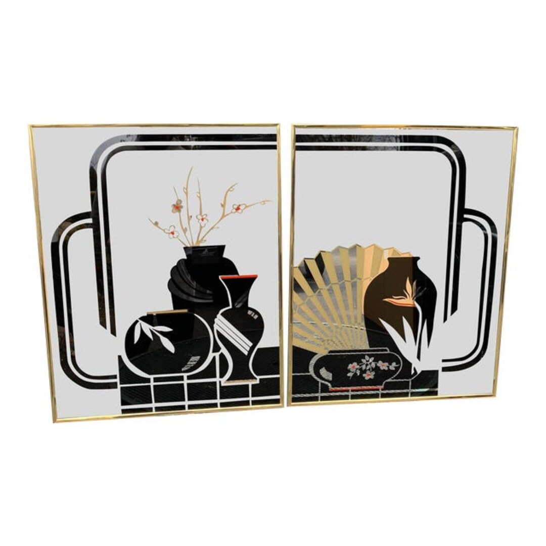 1980’s Post Modern Deco Mirror Wall Art - Set of 2 - Etsy