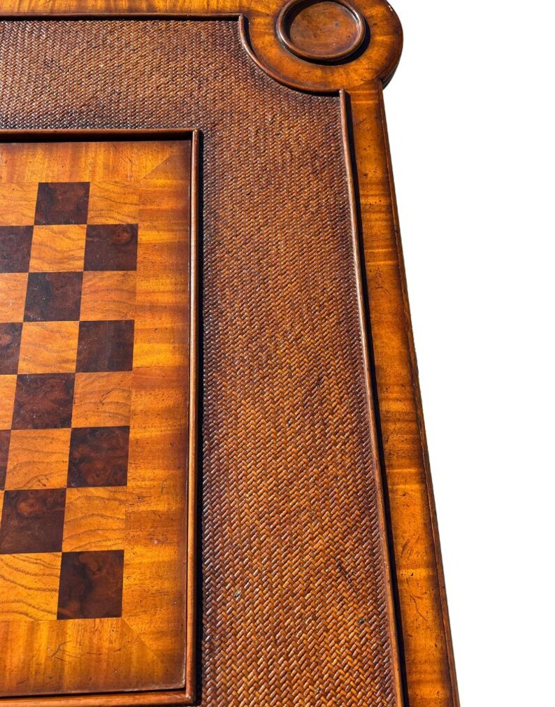 Maitland Smith Leather Top Game Table Carved Wood Chess Many Games - Etsy