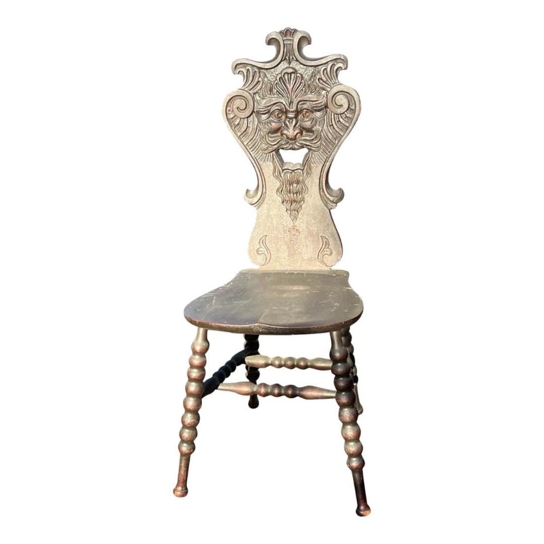 Late 19th Century Antique Gothic Medieval Wood Carved Face Chair - Etsy