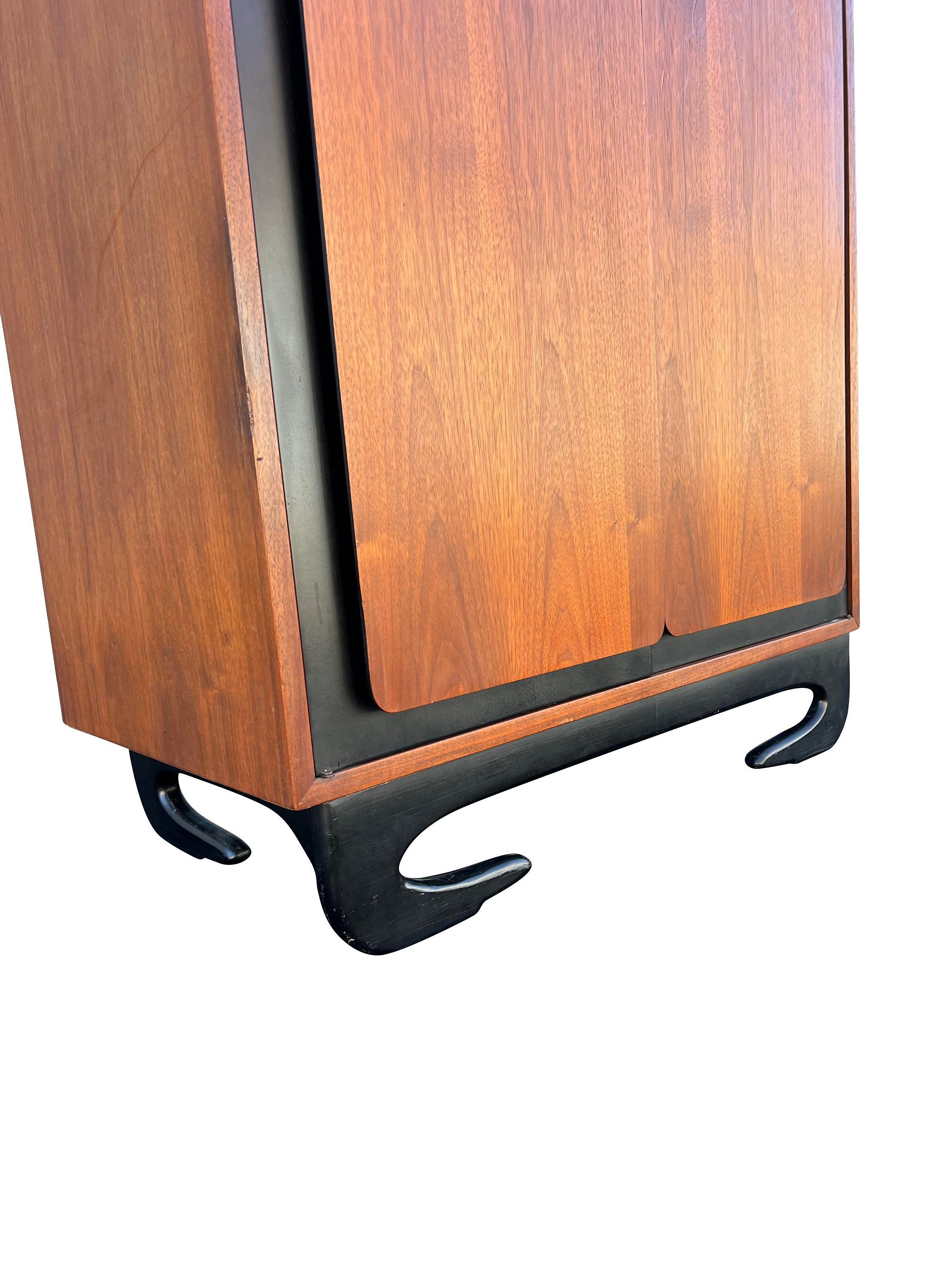 1970s Mid Century Modern Vintage Tall Dresser or Chifforobe in Ebony ...