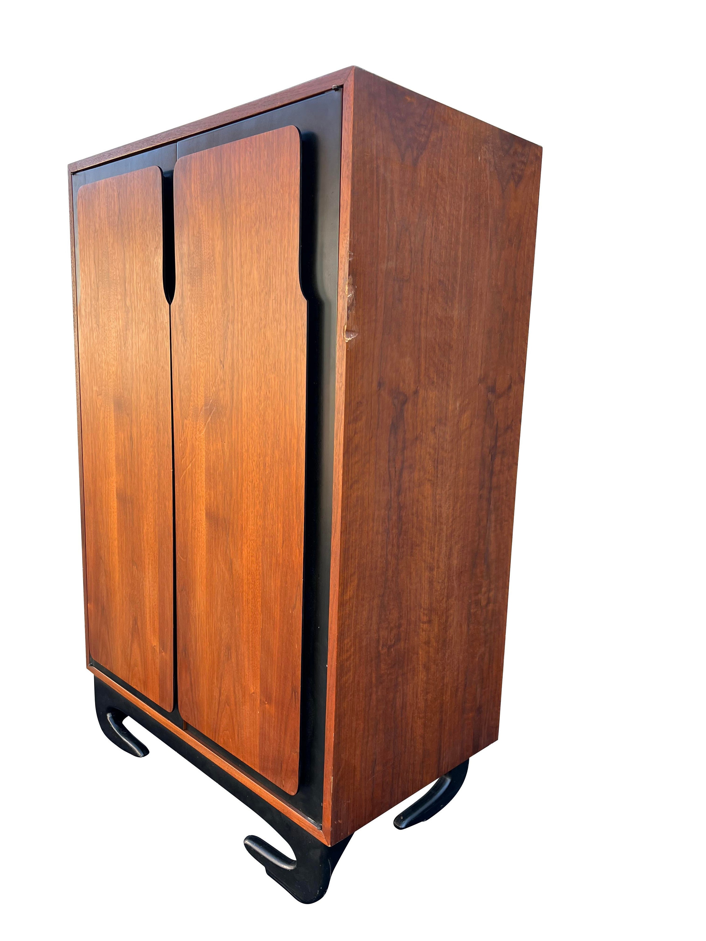 1970s Mid Century Modern Vintage Tall Dresser or Chifforobe in Ebony ...