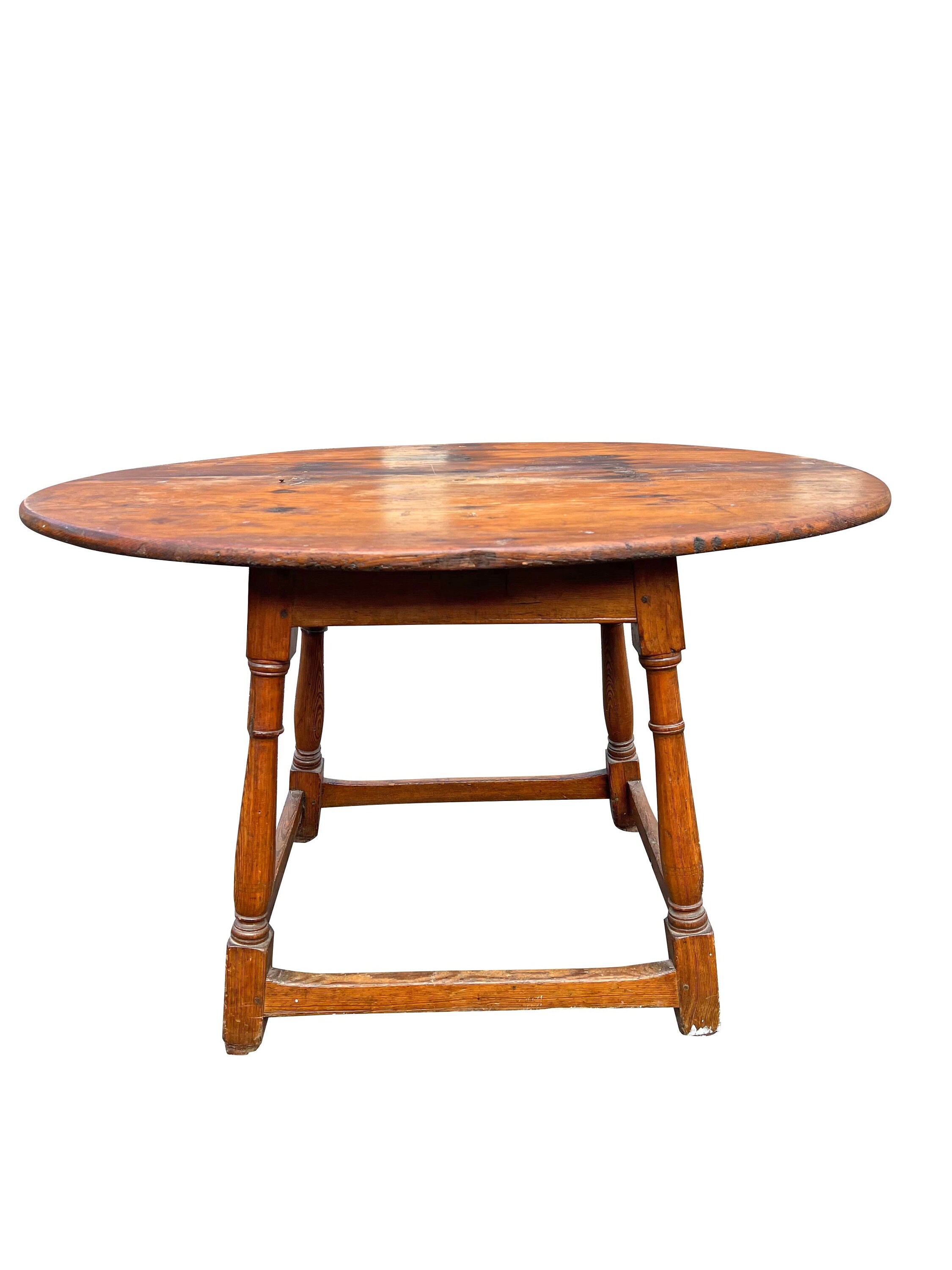 Mid 19th Century Antique Primitive Oval Pine Wood Table With Patina ...