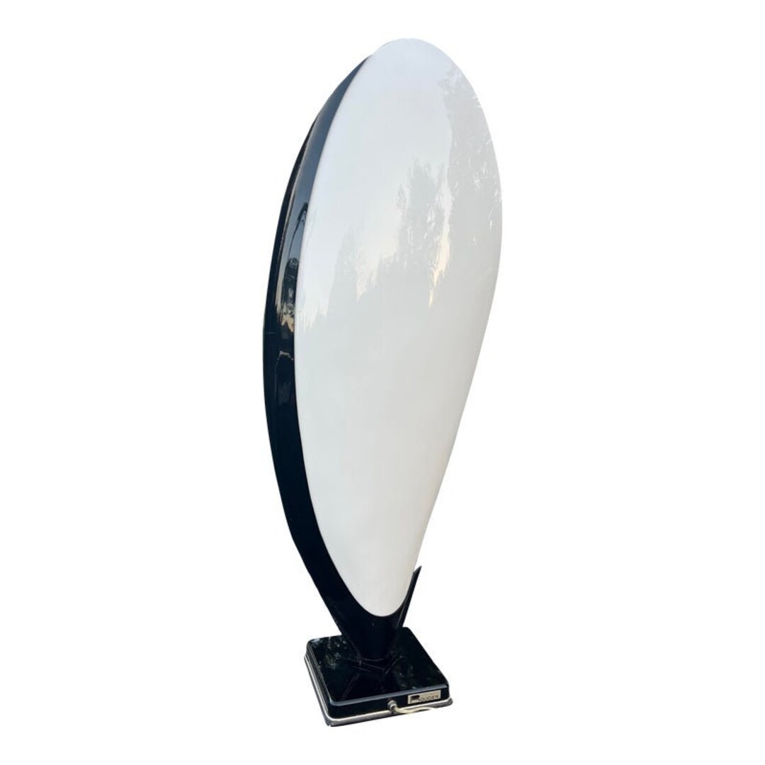 Vintage 1980s Modern Large Rougier Lamp in Black White Acrylic Clam ...