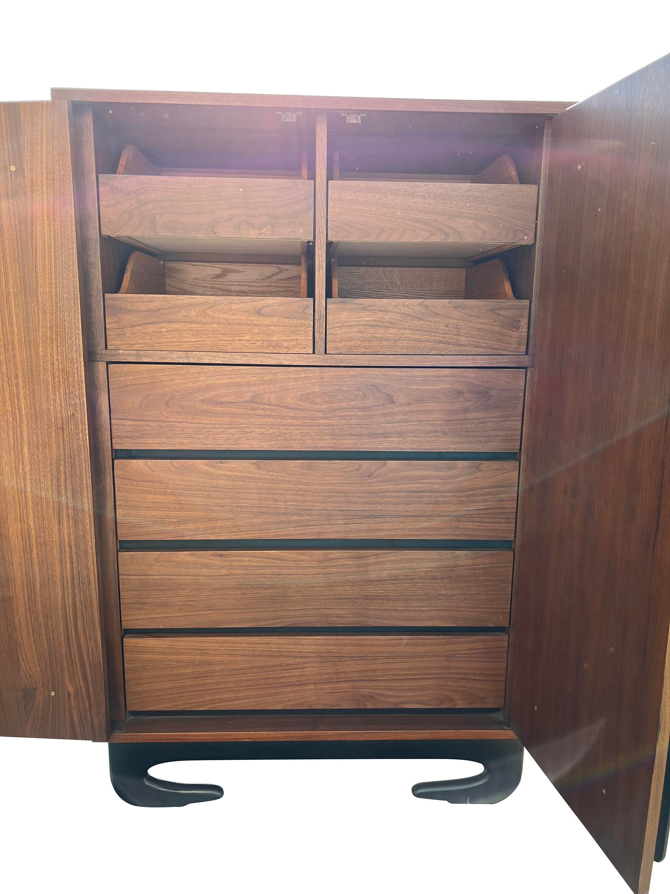 1970s Mid Century Modern Vintage Tall Dresser or Chifforobe in Ebony ...