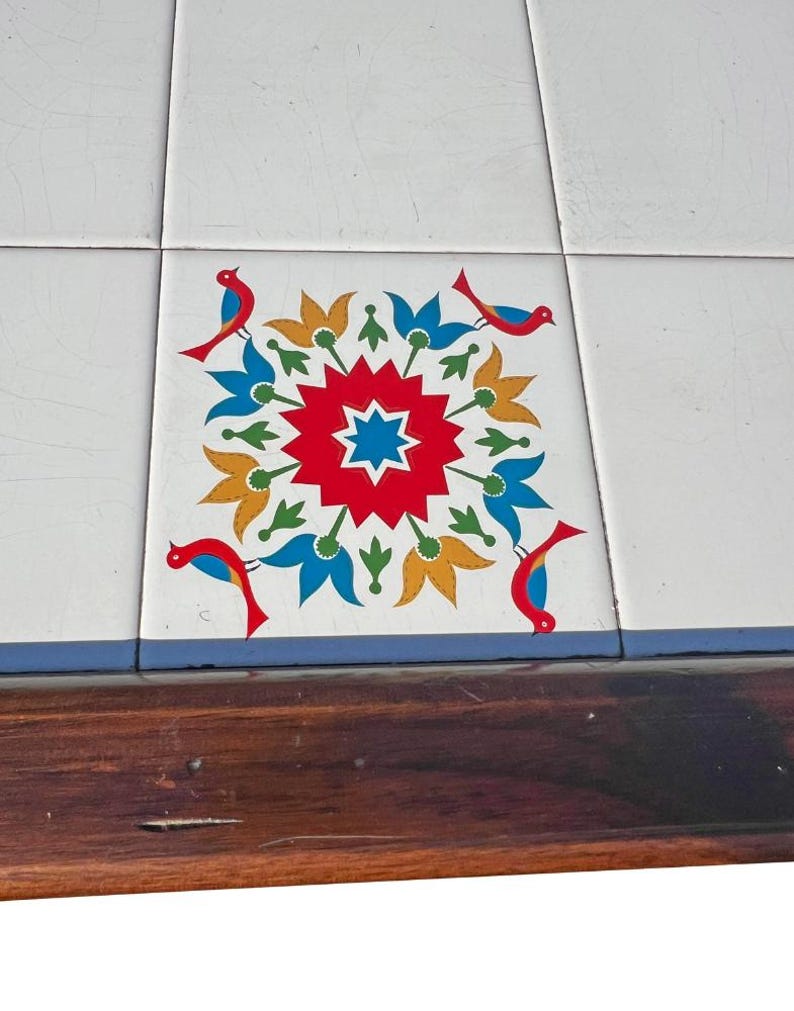 1960s Vintage Dry Bar With German Tile and Brass Foot Rail - Etsy