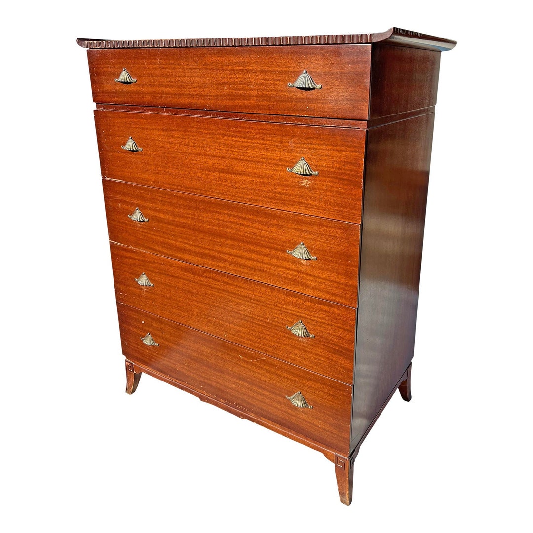 1950s Vintage Antique Traditional Asian Style Highboy Tall Dresser With ...