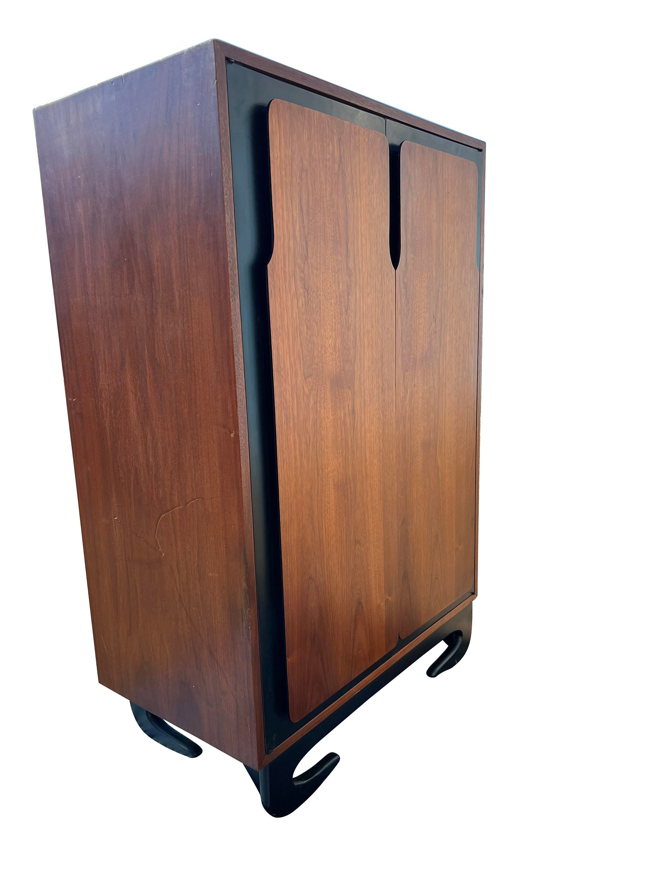 1970s Mid Century Modern Vintage Tall Dresser or Chifforobe in Ebony ...