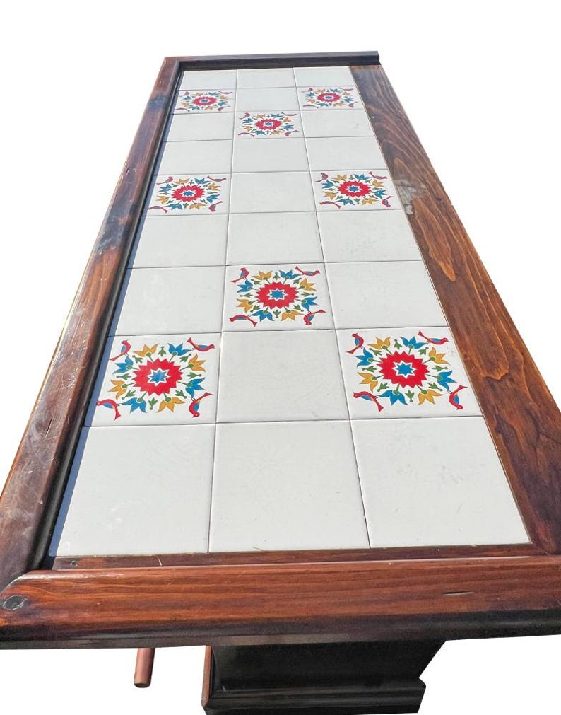 1960s Vintage Dry Bar With German Tile and Brass Foot Rail - Etsy