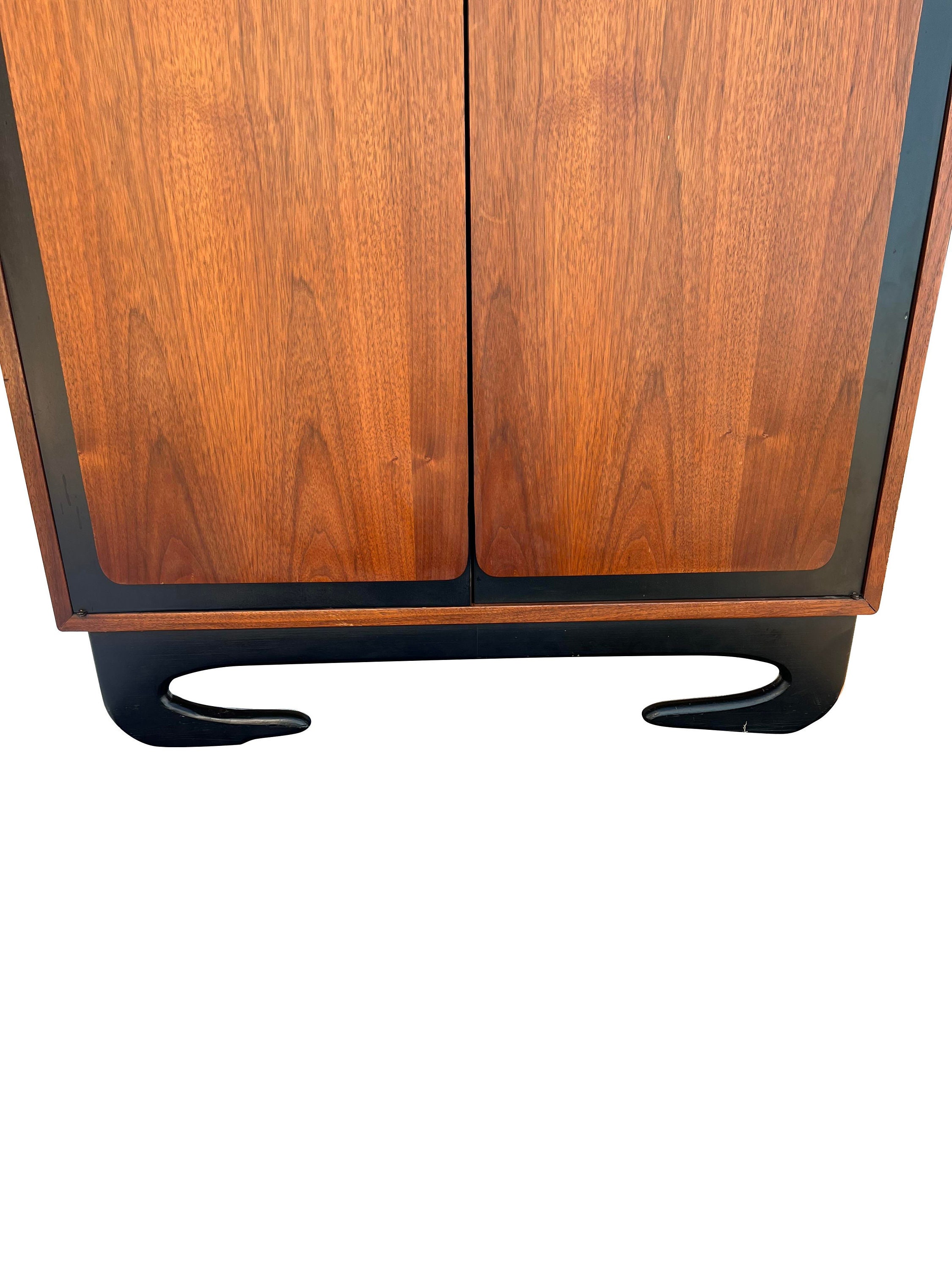 1970s Mid Century Modern Vintage Tall Dresser or Chifforobe in Ebony ...