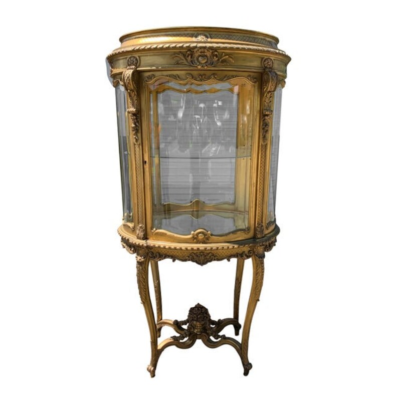 French Glass Gold Gilt Curio Display Cabinet - Etsy