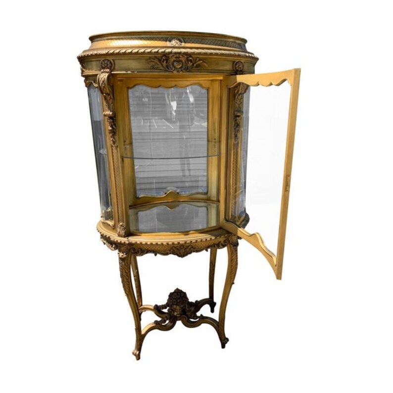 French Glass Gold Gilt Curio Display Cabinet - Etsy