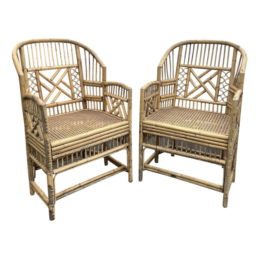 Vintage Brighton Pavilion Chairs in Bamboo and Cane Coastal Style- A ...
