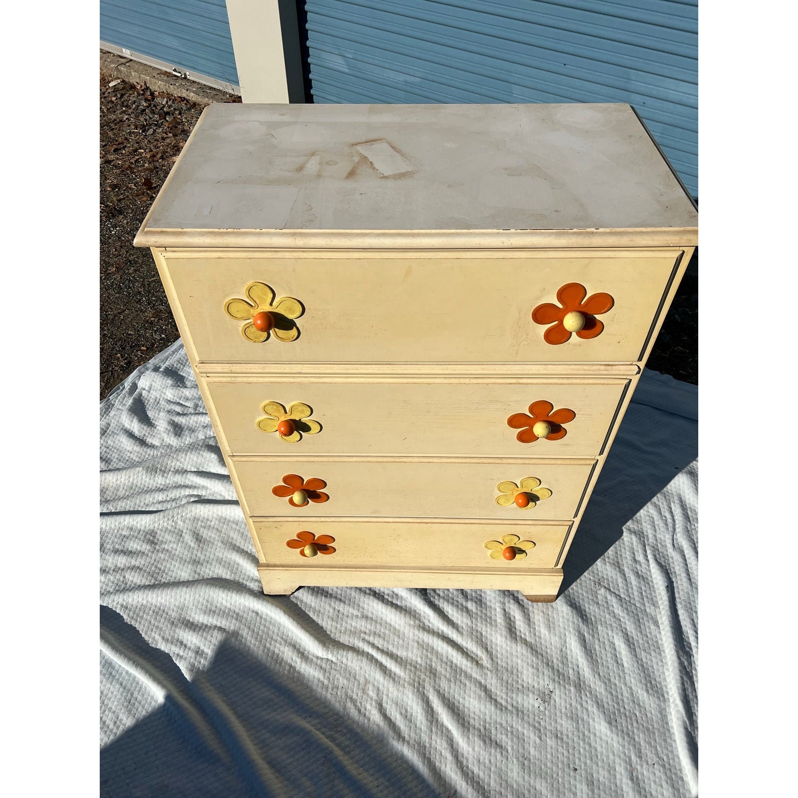 1960s Modern Vintage Groovy Flower Power Tall Dresser Chest of Drawers ...
