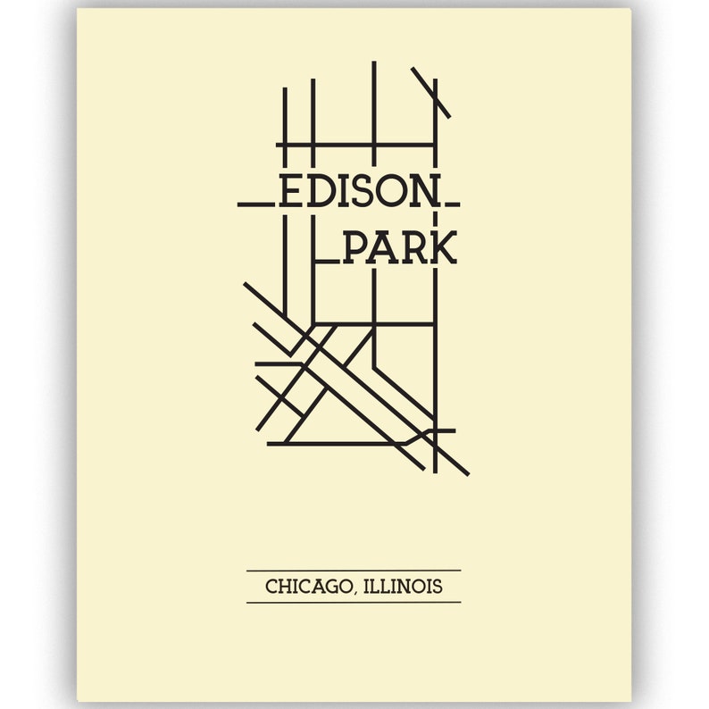 Edison Park Chicago Neighborhood Map 8x10 Wall Art Print - Etsy