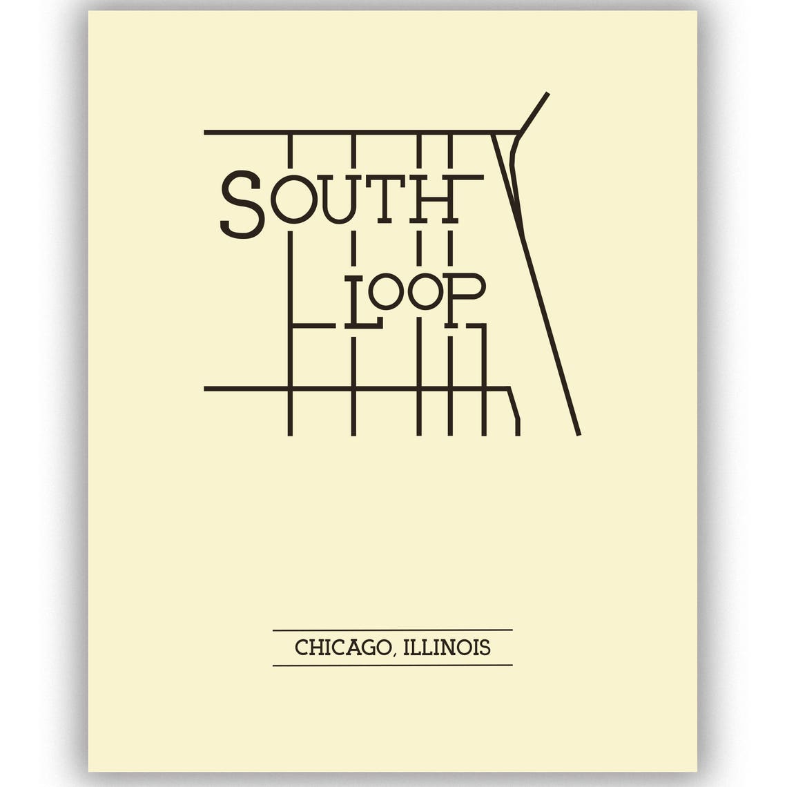 South Loop Chicago Neighborhood Map 8x10 Wall Art Print - Etsy
