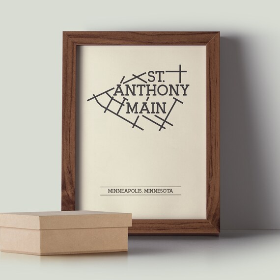 Saint Anthony Main Minneapolis Minnesota Neighborhood Map 8x10 | Etsy ...