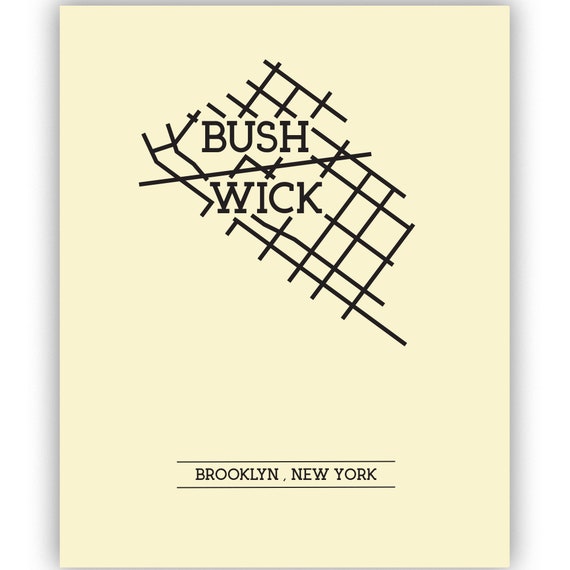 Digital Prints Art & Collectibles Bushwick Brooklyn Neighborhood Map ...