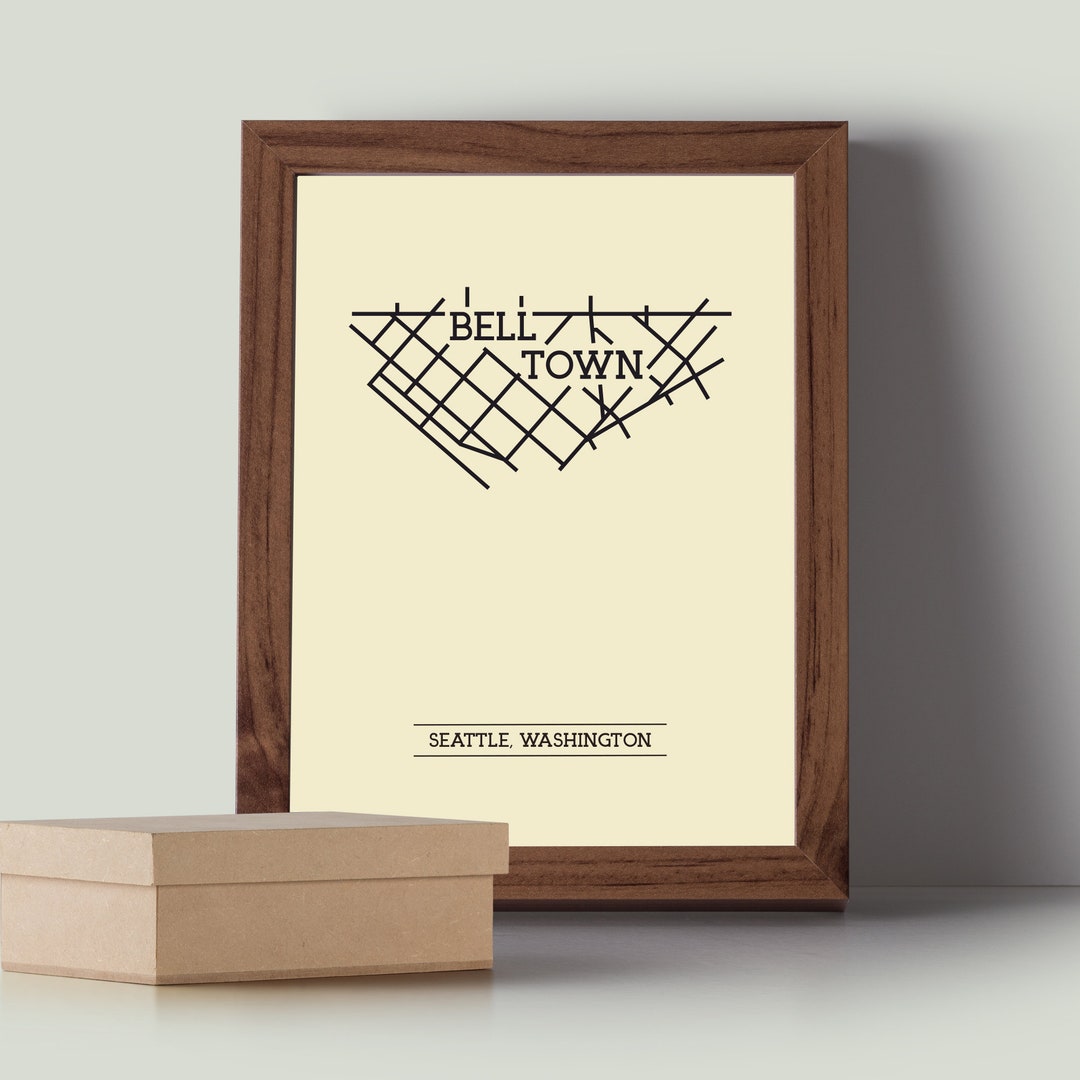 Belltown Seattle Washington Neighborhood Map 8x10 Wall Art - Etsy