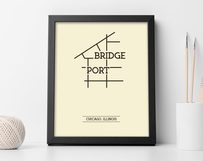 Bridgeport Chicago Neighborhood Map 8x10 Wall Art Print - Etsy