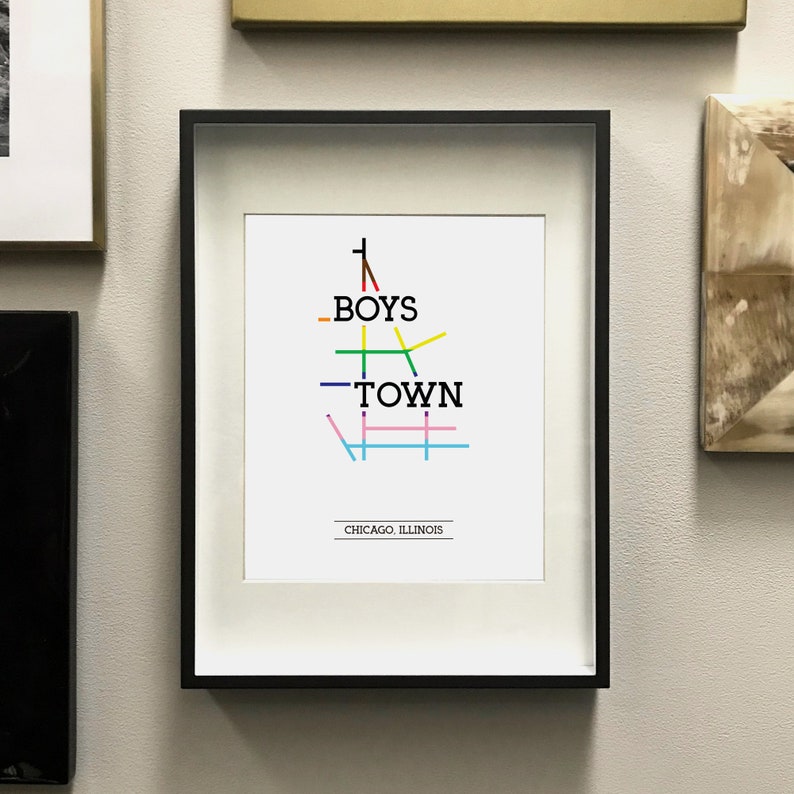 Boystown Chicago Neighborhood Map 8x10 Wall Art Print | Etsy