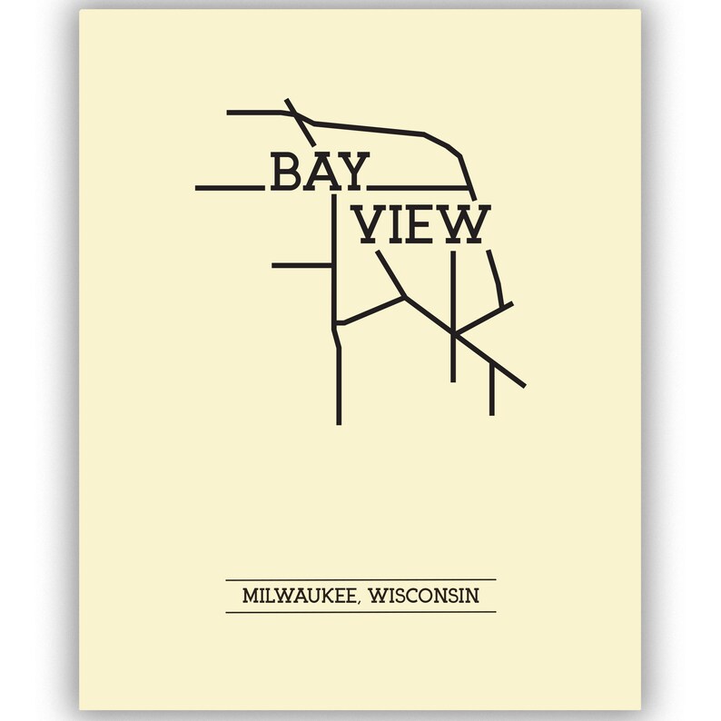Bay View Milwaukee Wisconsin Neighborhood Map 8x10 Wall Art - Etsy