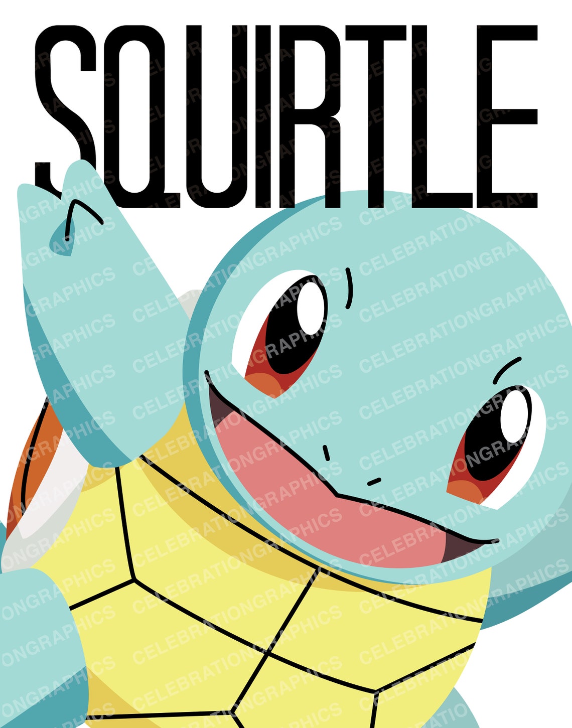 Squirtle Printable Poster: Vector Graphics, Anime Fan Art (digital ...