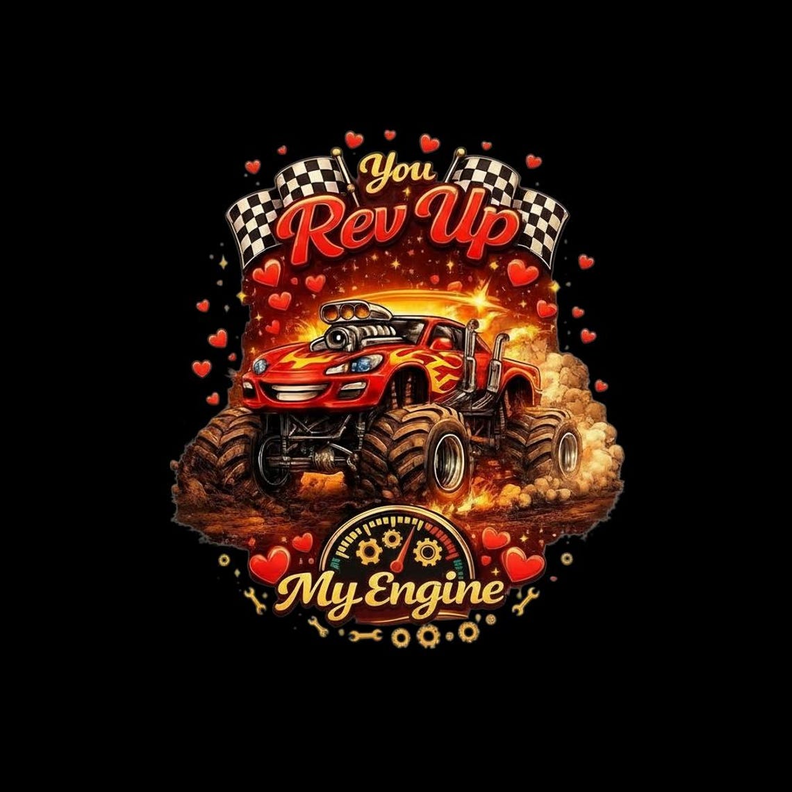 You Rev up My Heart Monster Truck Valentines PNG Kids Valentines Shirt ...