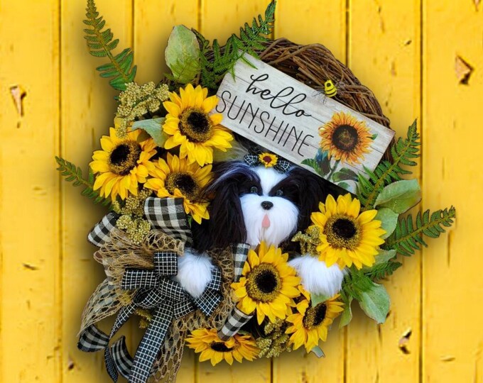 Shih Tzu Sunflowers Wreath, Chantybychanty - Etsy