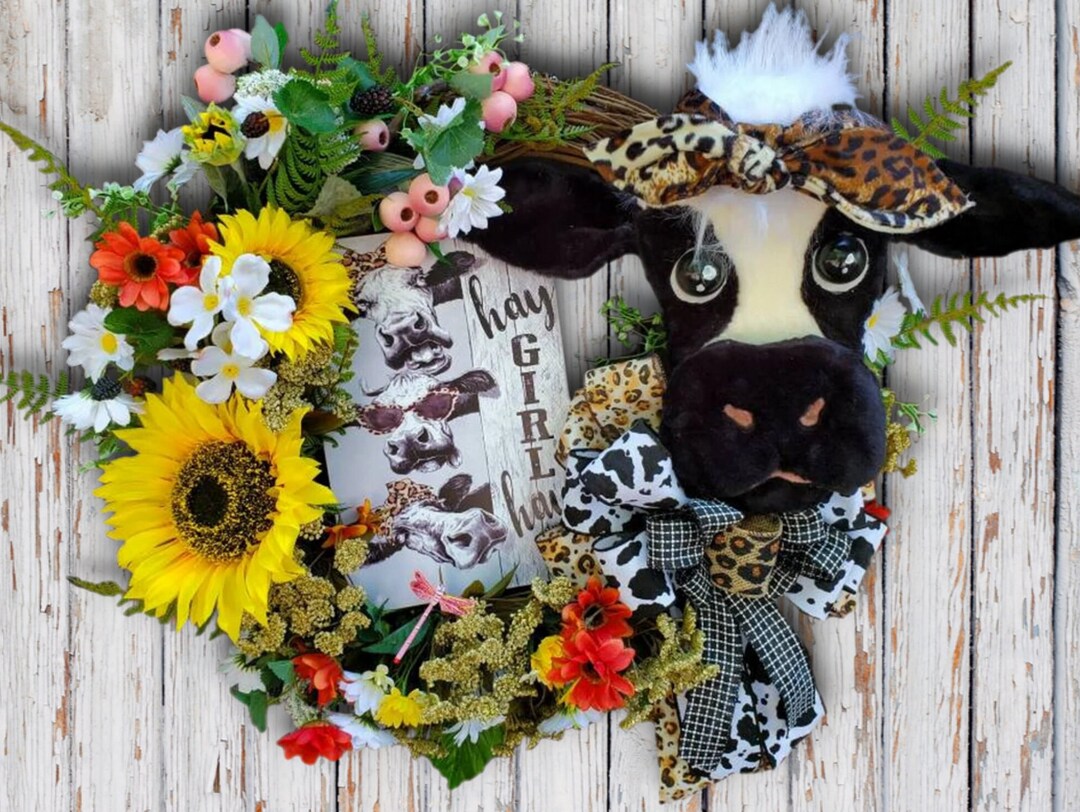 Farm House Cow Wreath, Chantybychanty - Etsy