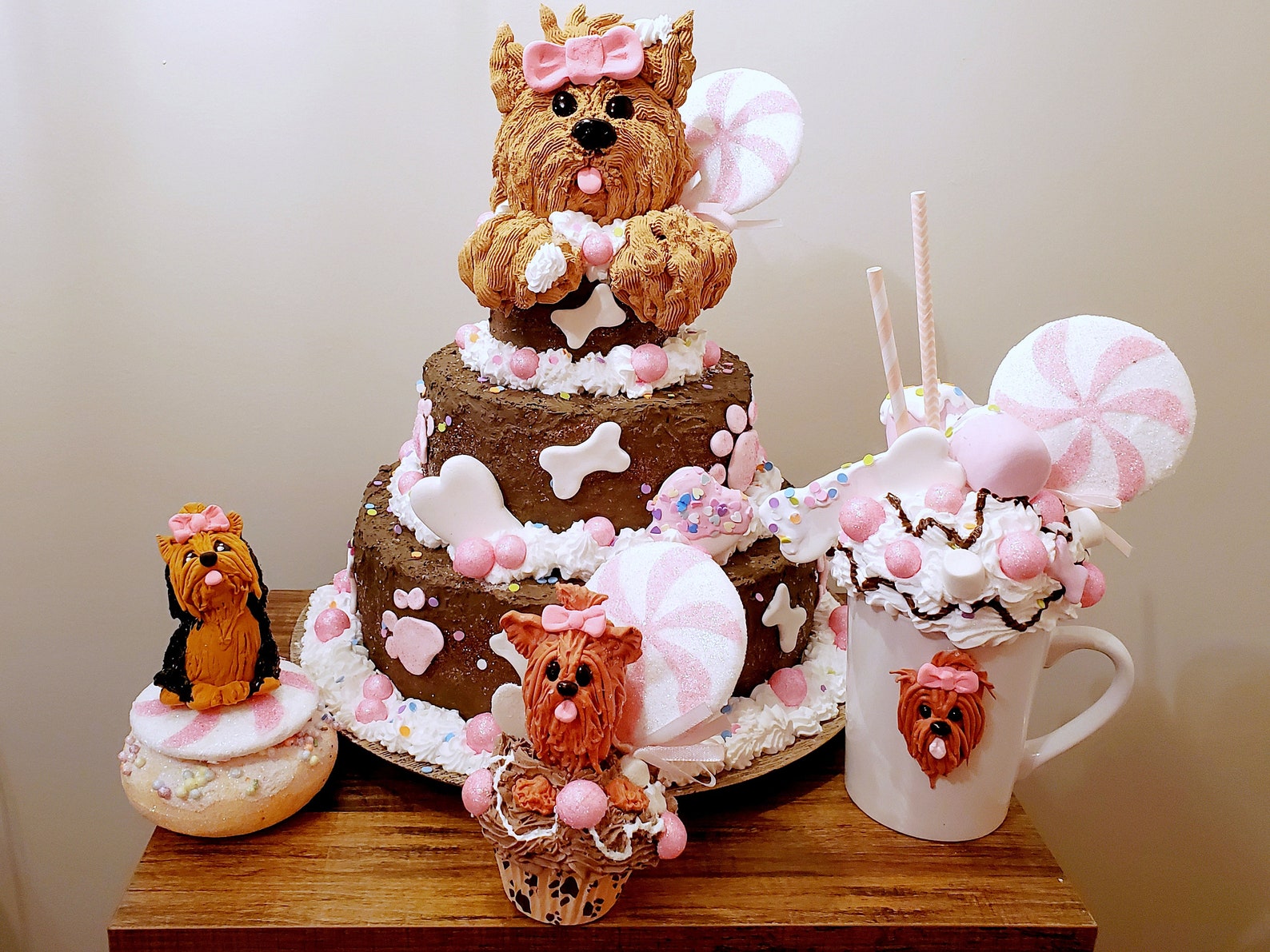 Yorkie Dog Decor Faux Sweet Pretty in Pink Chantybychanty - Etsy