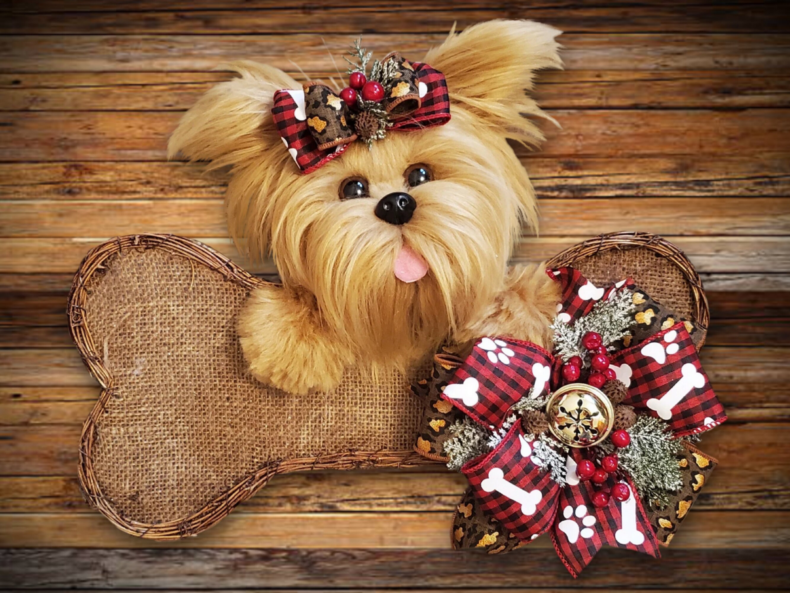 Yorkie Puppies Christmas Wallpaper