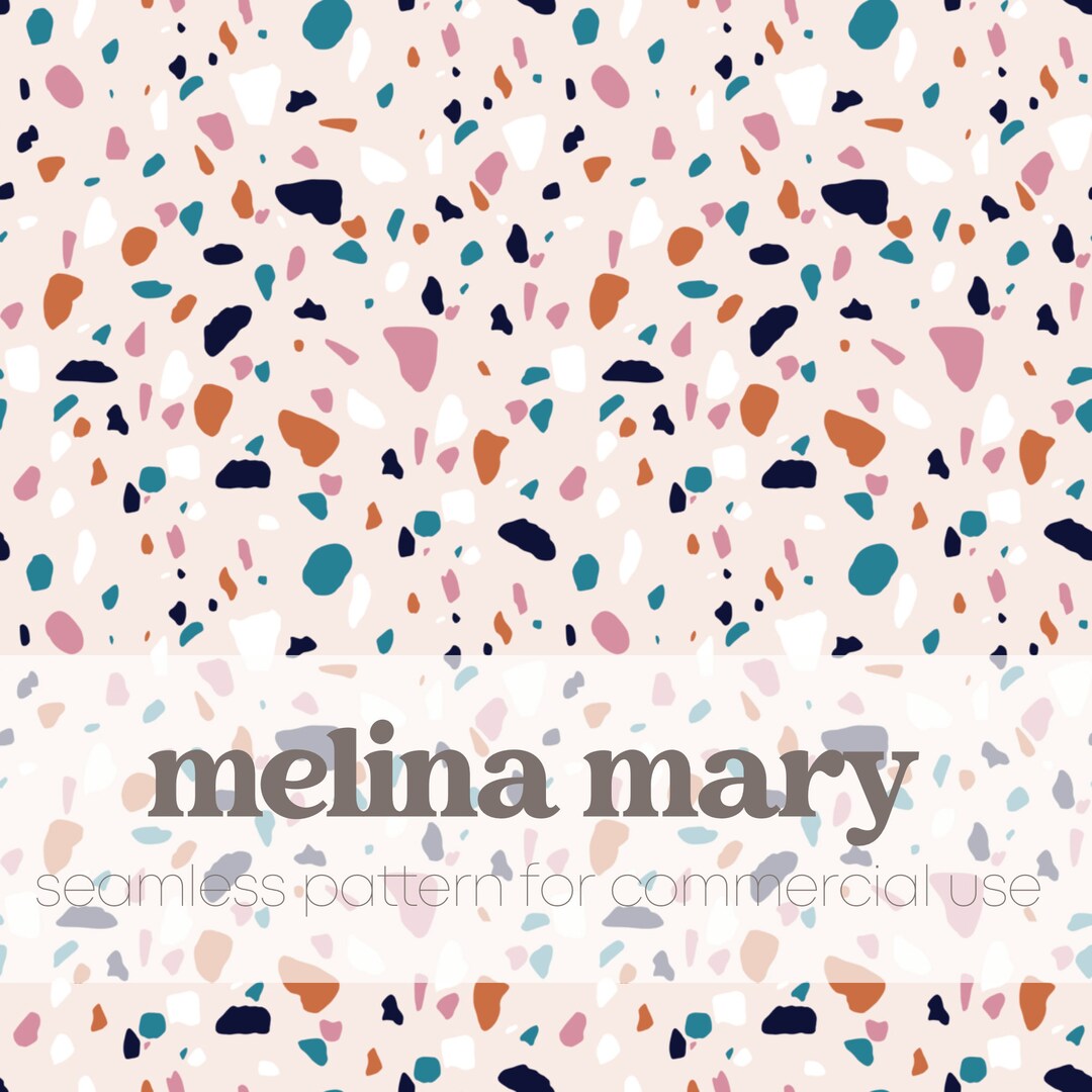 Terrazzo Pink Gelato Geometric Mosaic Seamless Repeat Pattern Tile for ...