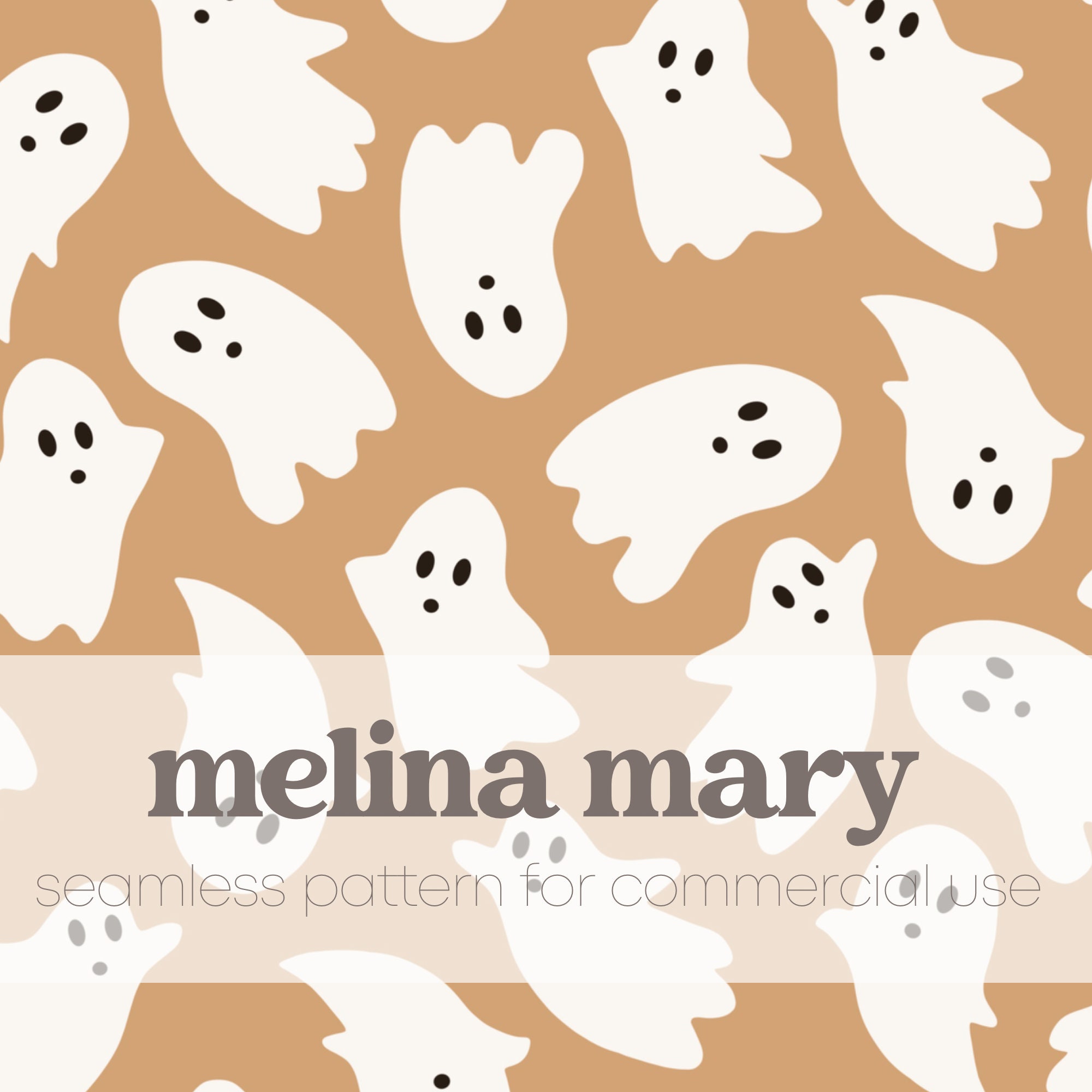 Cute Halloween Ghosts on Butternut Brown Seamless Repeat Pattern for ...