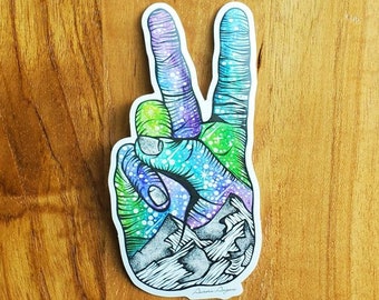 Mountain Peace Sign Sticker - Etsy