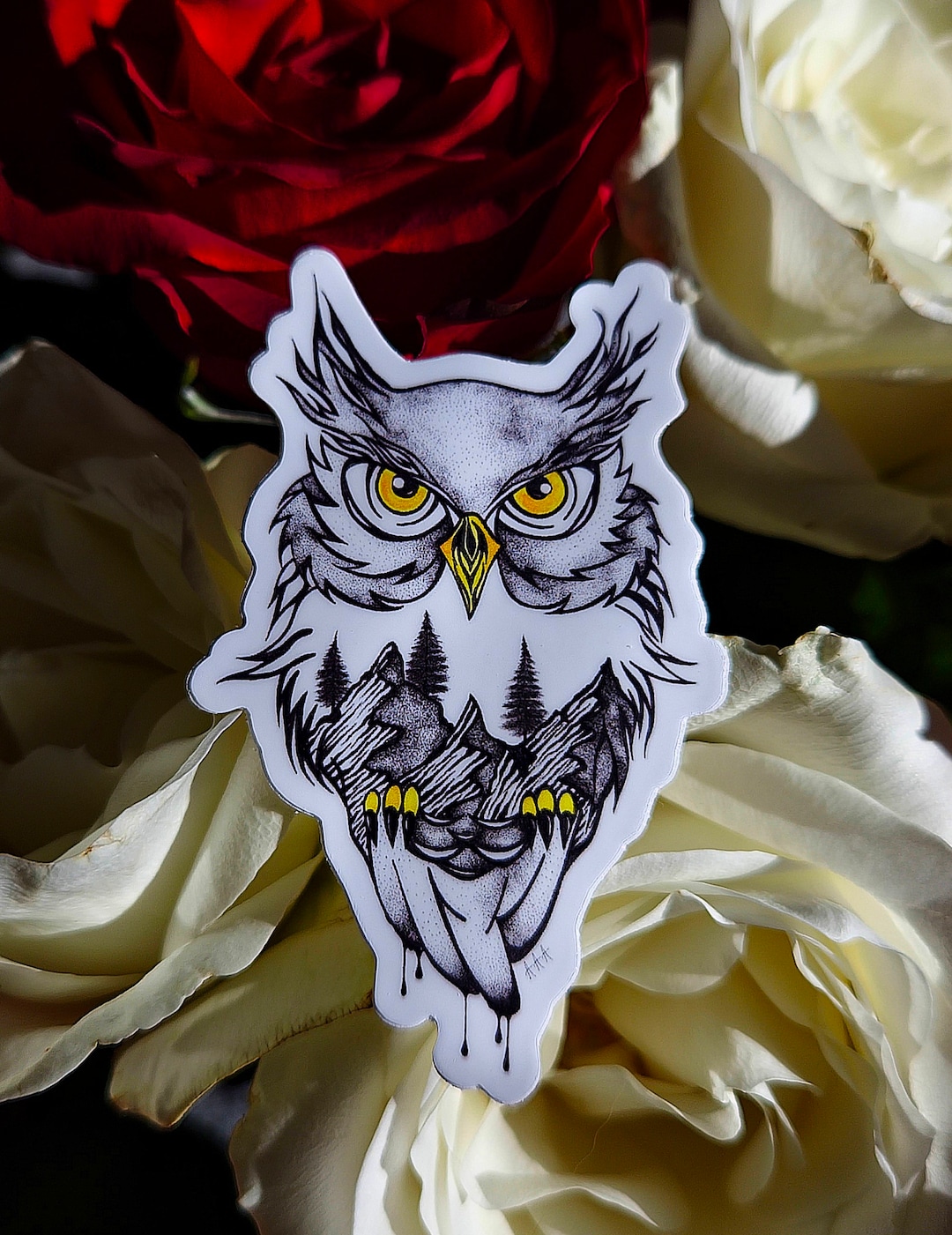Vinyl Owl Sticker - Etsy