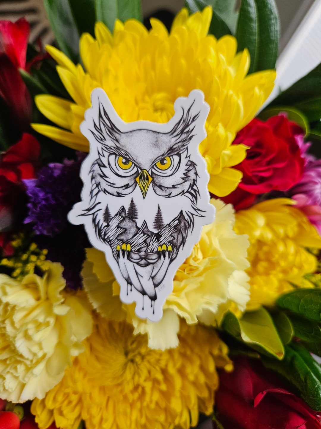 Vinyl Owl Sticker - Etsy