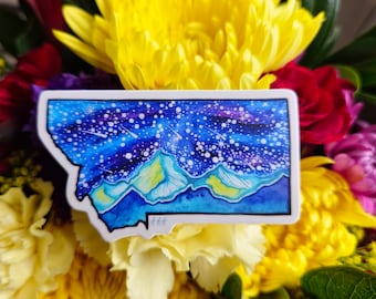 Coral Purple Sky Blue Mountain Sunset Montana Sticker // Retro Montana ...