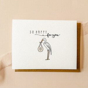 So Happy for You, Stork Baby Card / New Baby Card / Pregnancy Card ...