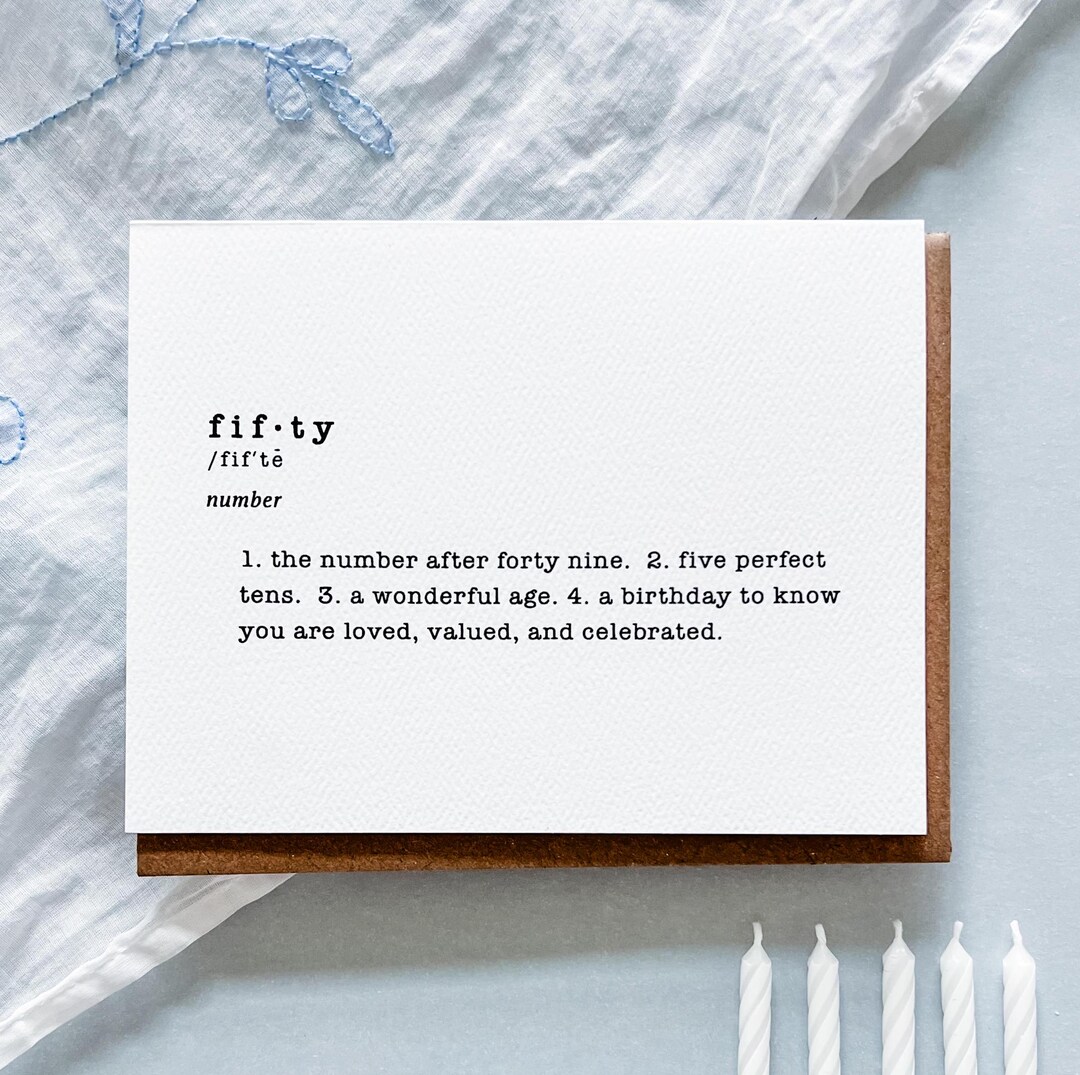 Fifty Definition Card - Etsy