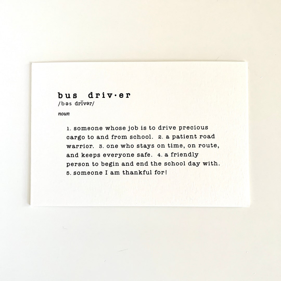 Bus Driver Definition Print (available in Large Quantities) - Etsy