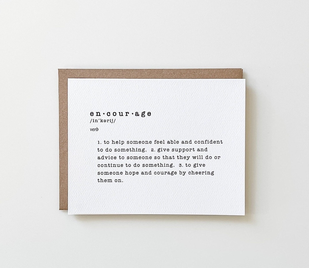 Encourage Definition Card / Thank You Card / Available in Large ...