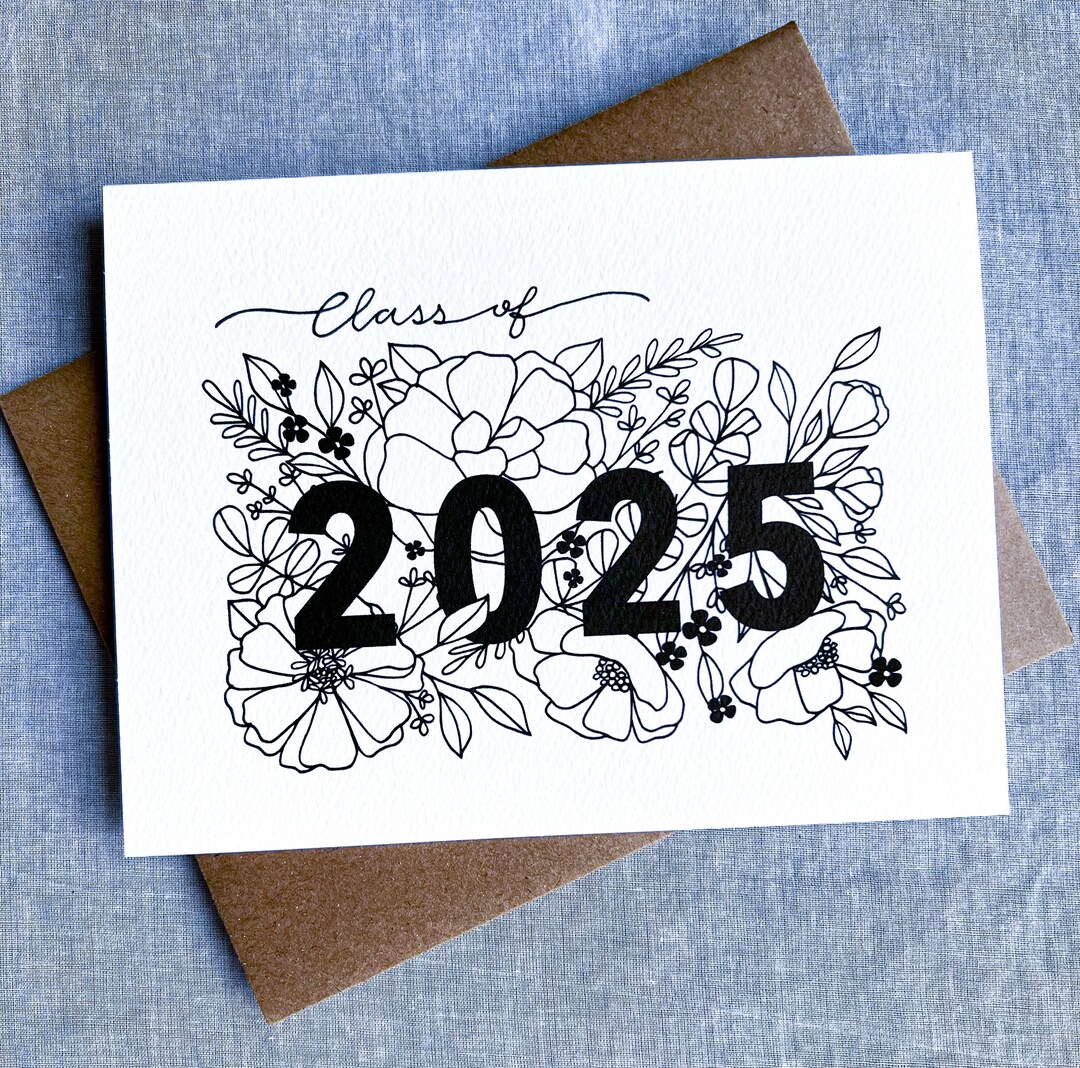 2025 Floral Graduation Card / Class of 2025 / Girl Graduation Card ...