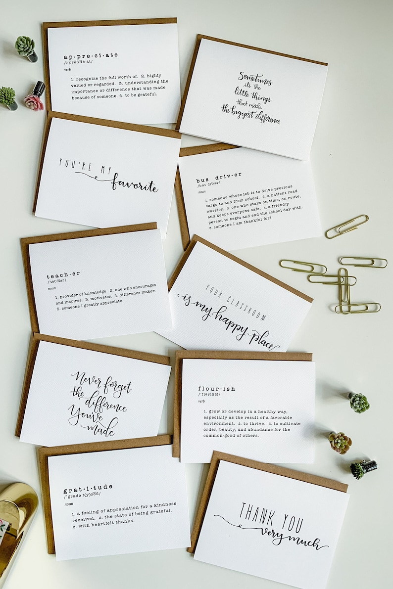 School Staff, Teacher Appreciation Card Pack (available in a Variety of ...