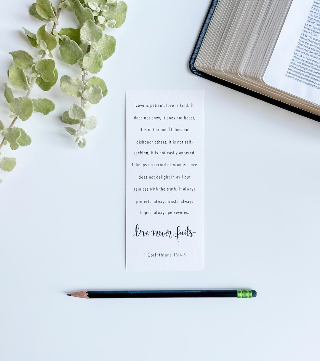 1 Corinthians 13 Bookmark. Love is Patient, Love is Kind. Love Never ...