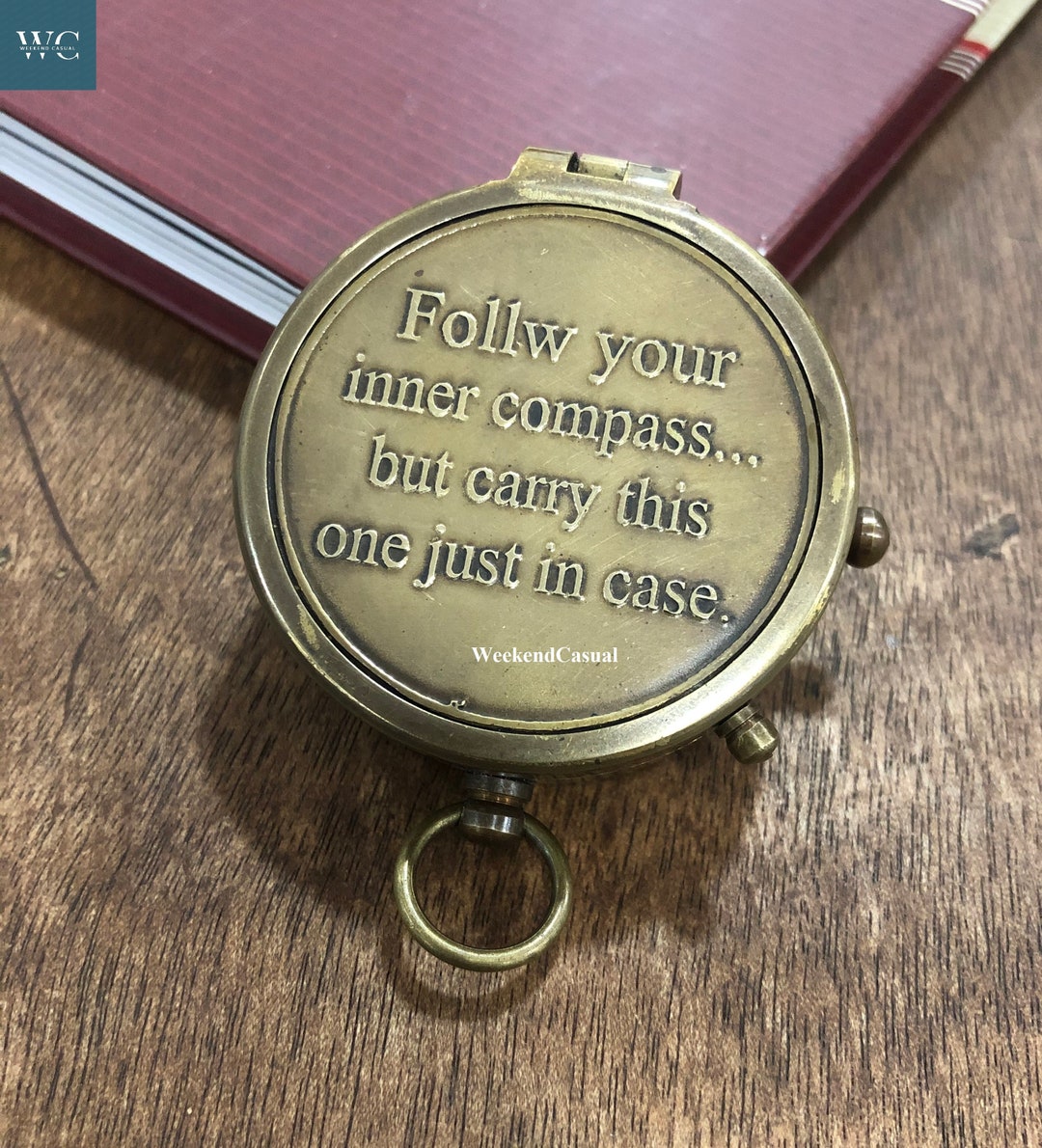 Brass Compass Follow Your Inner Compass Quote Engraved With - Etsy