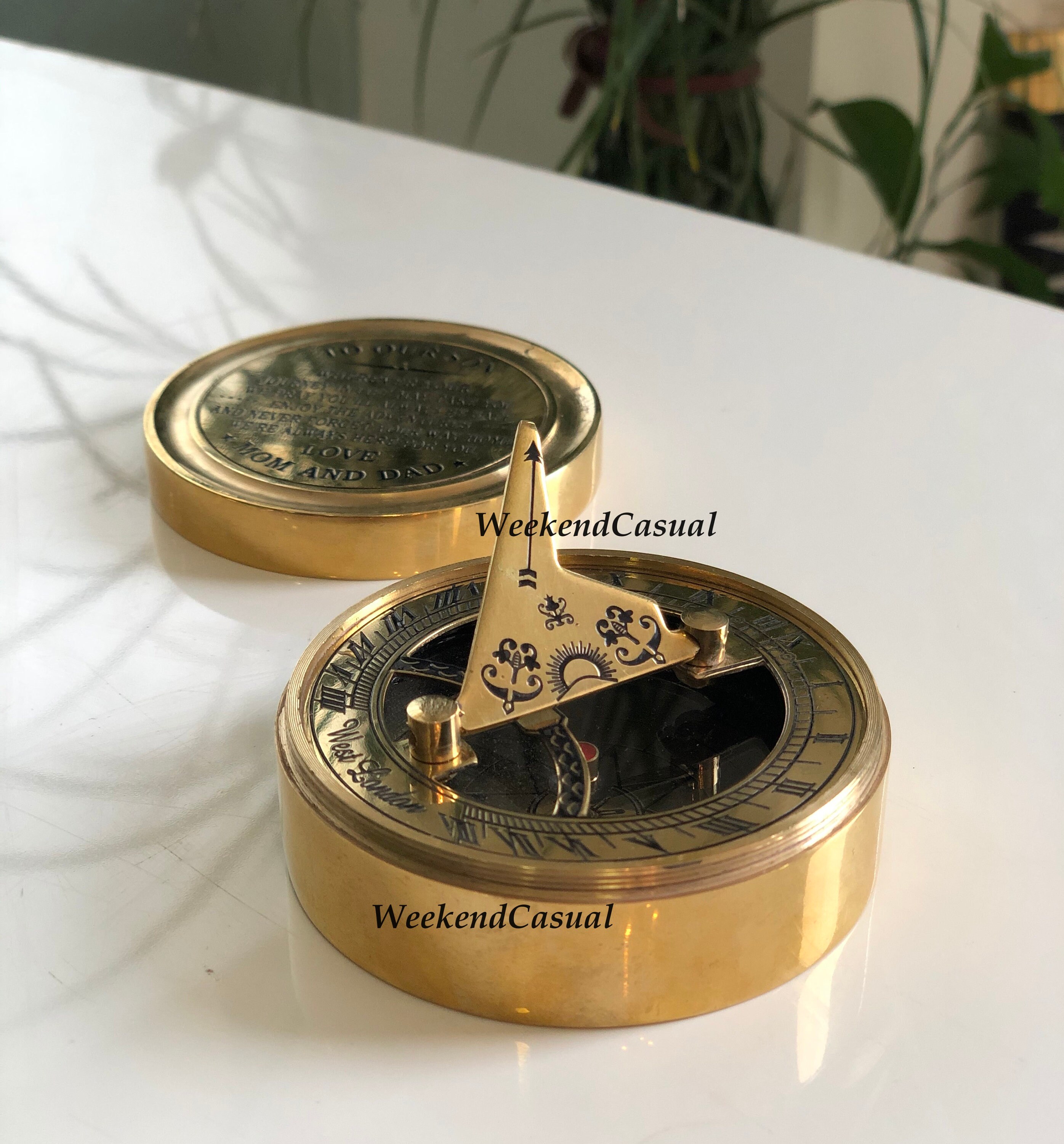 Brass Nautical to Our Son Love Mom and Dad Compass With Case for Hiking ...