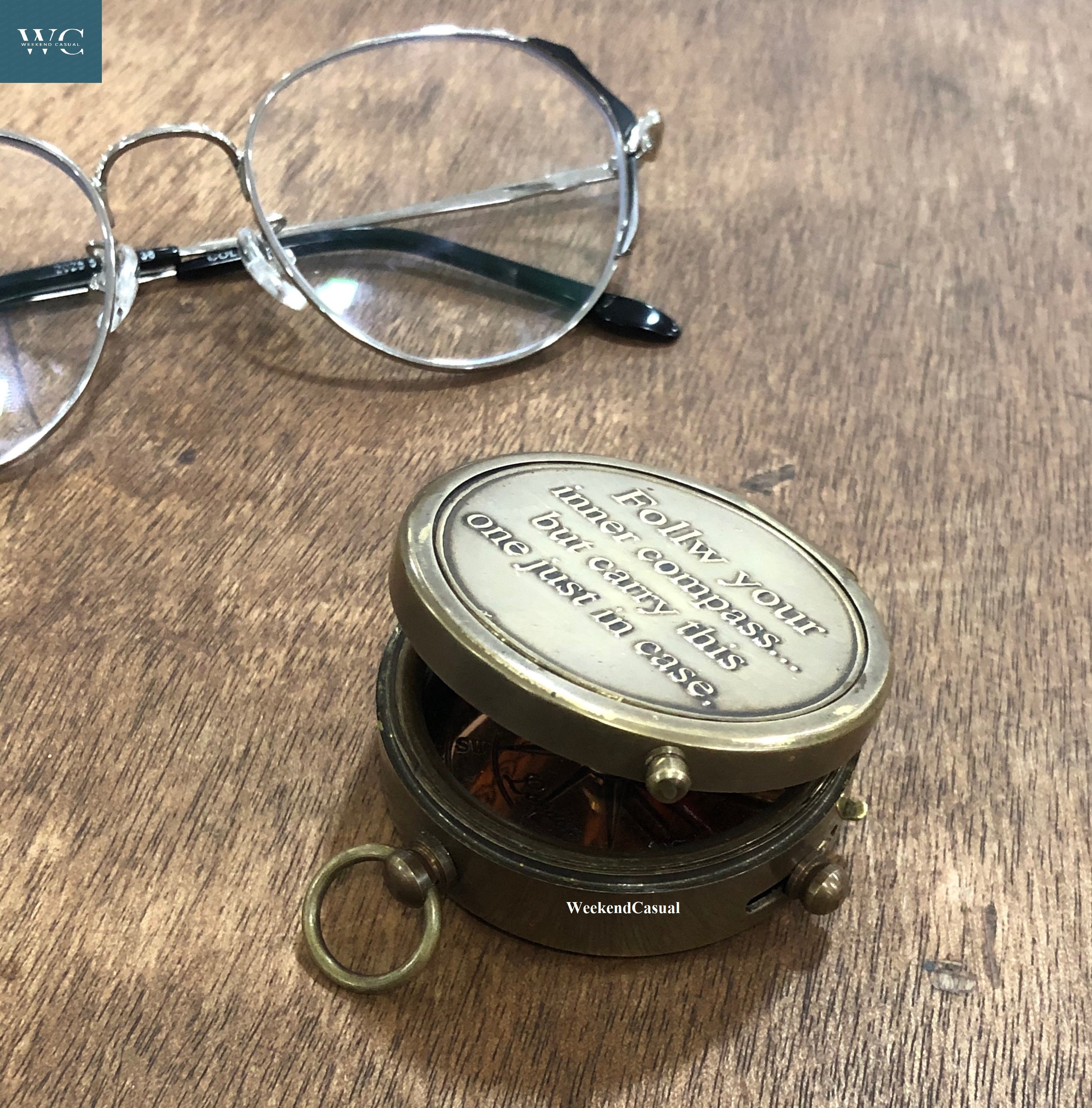 Brass Compass Follow Your Inner Compass Quote Engraved With - Etsy