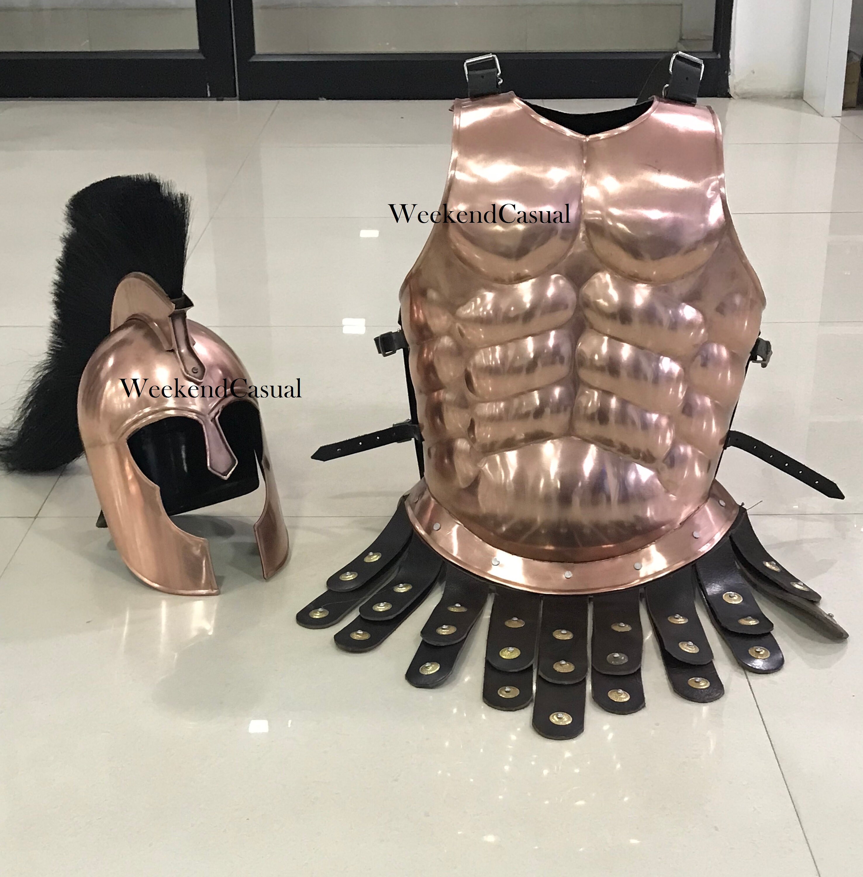 Handmade Greek Spartan Armor Set Muscle Armor Troy Helmet Leg - Etsy