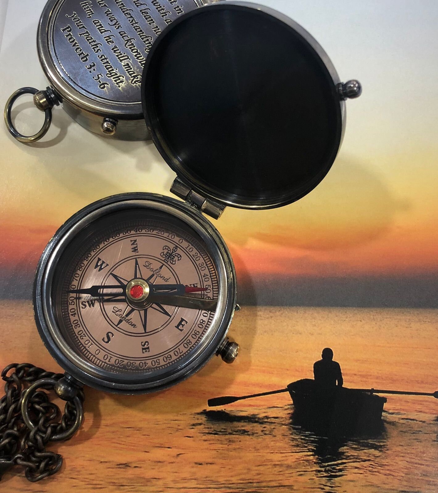 Brass Compass Trust in the Lord With All Your Heart Engraved - Etsy